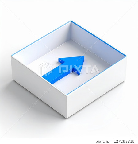 Blue Arrow Inside White Square Box 3D Renderのイラスト素材 [127295819] - PIXTA