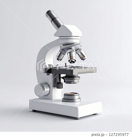 White Microscope on a Plain White Backgroundのイラスト素材 [127295977] - PIXTA