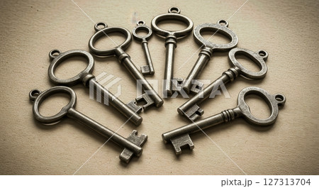 Vintage Skeleton Keys Arranged in a Circle on...のイラスト素材 [127313704] - PIXTA