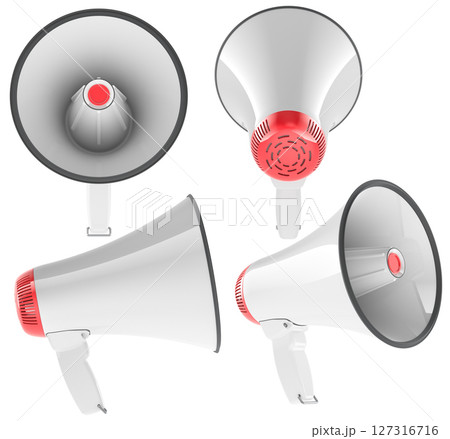 Megaphones in white and red color, different...のイラスト素材 [127316716] - PIXTA