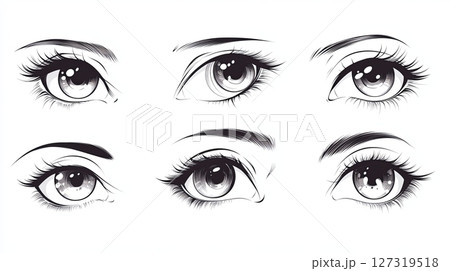 Asian Eyes Expressions Set in Manga Style...のイラスト素材 [127319518] - PIXTA