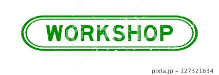 Grunge green workshop word rubber seal stamp on...のイラスト素材 [127321634 ...