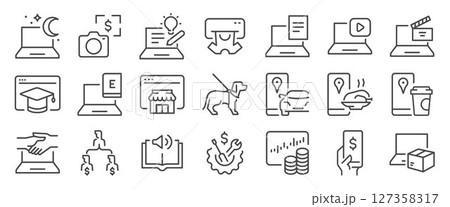 Side hustle icon set. It included freelance,...のイラスト素材 [127358317] - PIXTA
