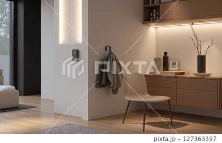 A high-tech entryway table with wireless...のイラスト素材 [127363397] - PIXTA