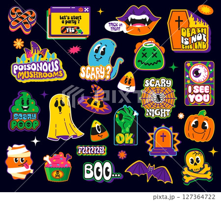 Halloween funky groovy y2k retro stickers,...のイラスト素材 [127364722] - PIXTA