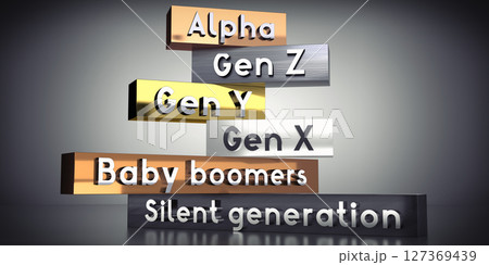 Alpha, Gen Z, Gen Y, Gen X, Baby boomers,...のイラスト素材 [127369439] - PIXTA