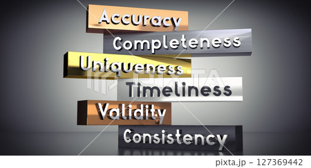 Accuracy, completeness, uniqueness, timeliness,...のイラスト素材 [127369442 ...