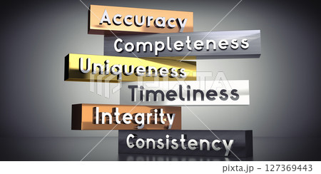 Accuracy, completeness, uniqueness, timeliness,...のイラスト素材 [127369443 ...