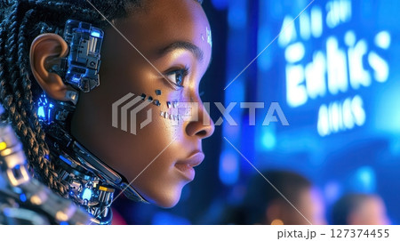 Female humanoid robot with realistic skin and...のイラスト素材 [127374455] - PIXTA