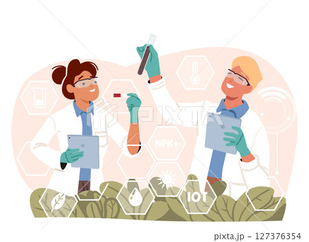 Biotechnology scientists cartoon characters...のイラスト素材 [127376354] - PIXTA
