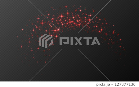 Red sparkling stars, shiny particles light...のイラスト素材 [127377130] - PIXTA