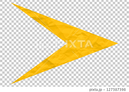 Yellow crumpled paper arrow isolated on...のイラスト素材 [127387398] - PIXTA