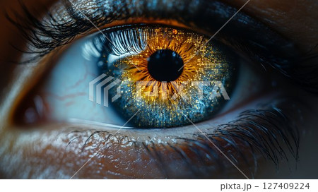 Intricate, mesmerizing close-up of a human eye...のイラスト素材 [127409224 ...