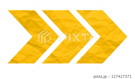 Yellow crumpled paper arrow isolated on...のイラスト素材 [127427371] - PIXTA