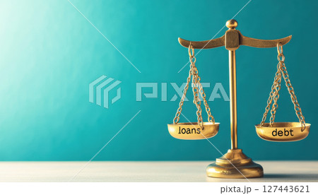 Balance scales representing loans and debt,...のイラスト素材 [127443621] - PIXTA