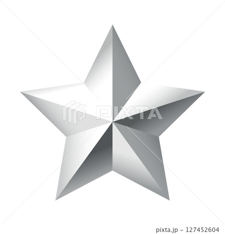 Silver Christmas 3d Star metal glossy bright...のイラスト素材 [127452604] - PIXTA