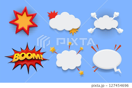 3D comic bubble. Surprise bang. Speech effect...のイラスト素材 [127454696] - PIXTA