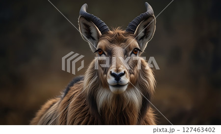 Captivating portrait of a markhor's face in a...のイラスト素材 [127463402] - PIXTA