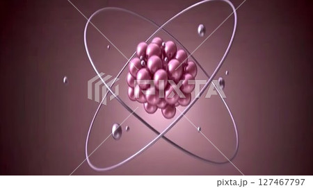 Abstract atom model pink metallic spheres...のイラスト素材 [127467797] - PIXTA