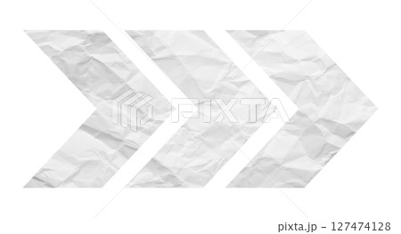 White crumpled paper arrow isolated on...のイラスト素材 [127474128] - PIXTA