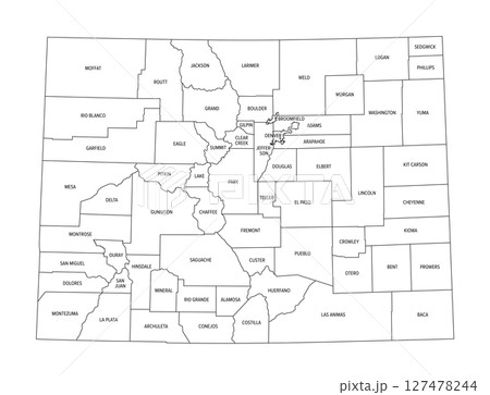 State of Colorado, subdivided into 64 counties,...のイラスト素材 [127478244 ...