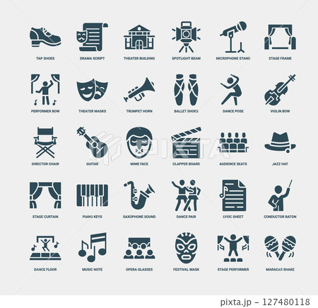 performing arts collection icons elements,...のイラスト素材 [127480118] - PIXTA