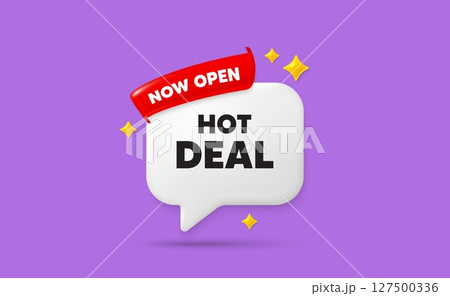 Hot deal ribbon speech bubble. Now open flag...のイラスト素材 [127500336] - PIXTA