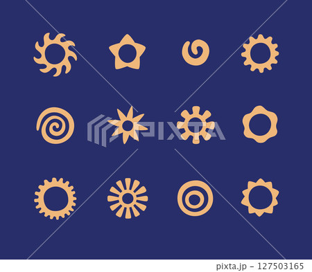 Bold bohemian sun, star abstract shapes. Cute...のイラスト素材 [127503165] - PIXTA