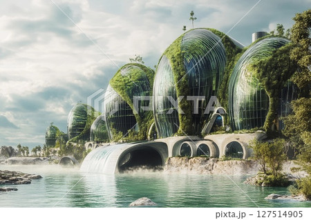 Exploring a futuristic city with bionic...のイラスト素材 [127514905] - PIXTA