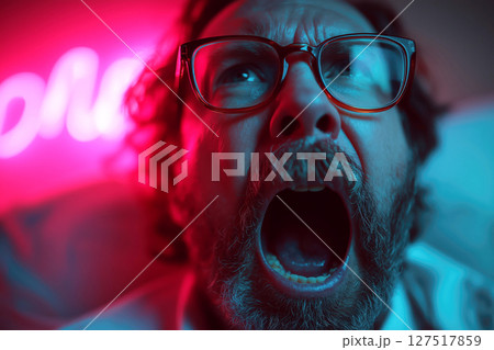 screaming adult man masturbating to orgasm on a...のイラスト素材 [127517859 ...