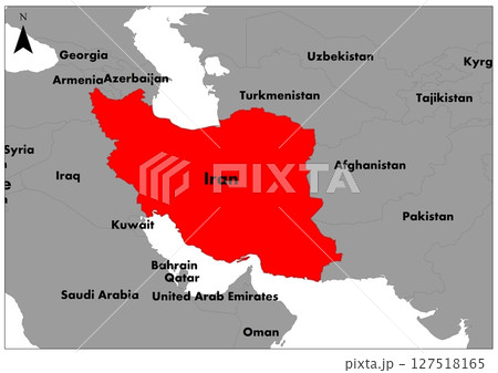 Iran World red map gray background classic styleのイラスト素材 [127518165] - PIXTA