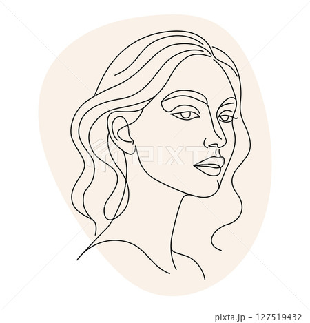 Minimalist one line drawing of a woman's face...のイラスト素材 [127519432] - PIXTA