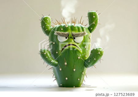 Angry cartoon cactus with steam coming out,...のイラスト素材 [127523689] - PIXTA