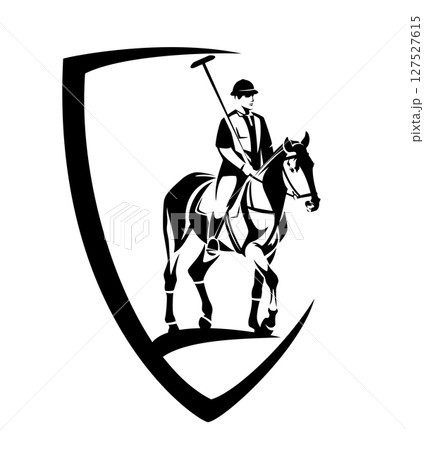 polo sport heraldic shield emblem with pony...のイラスト素材 [127527615] - PIXTA