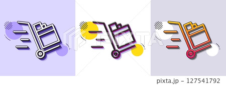 Push cart line icon. Halftone dotted pattern....のイラスト素材 [127541792] - PIXTA
