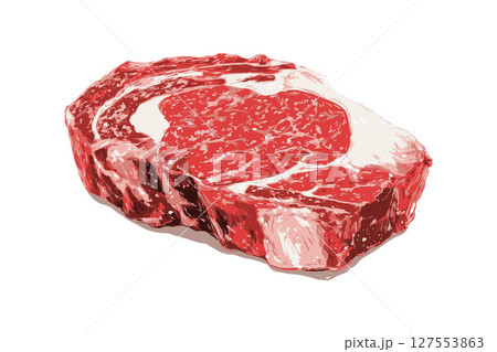 Raw marbled ribeye steak shown in high detail...のイラスト素材 [127553863] - PIXTA