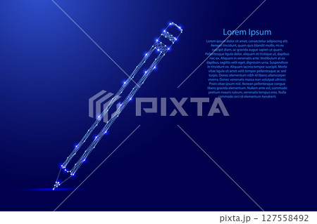 Pencil with an eraser from futuristic polygonal...のイラスト素材 [127558492 ...