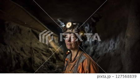 Portrait of a Tired Female Miner Working...のイラスト素材 [127568839] - PIXTA