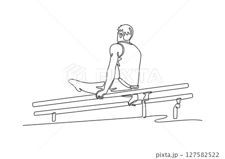 Single continuous line drawing muscular build...のイラスト素材 [127582522] - PIXTA