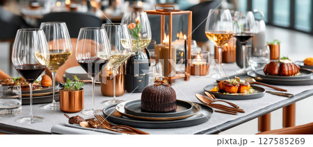 premium dining experience featuring exquisite...のイラスト素材 [127585269] - PIXTA