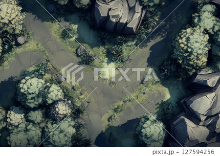 Mountain crossroad DnD battle map, top view...のイラスト素材 [127594256] - PIXTA