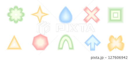 Y2k retro gradation triangle, drop and arrow...のイラスト素材 [127606942] - PIXTA
