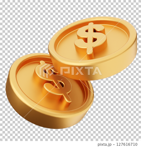 3d coins dollar icon illustrationのイラスト素材 [127616710] - PIXTA