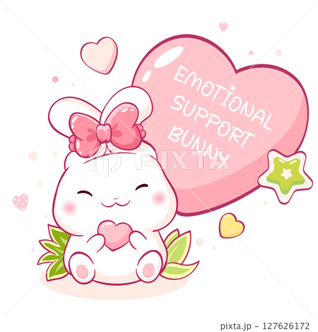 Emotional support bunny. Friendly little bunny...のイラスト素材 [127626172] - PIXTA