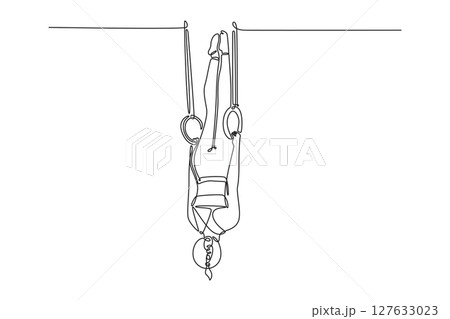 Continuous one line drawing active female...のイラスト素材 [127633023] - PIXTA