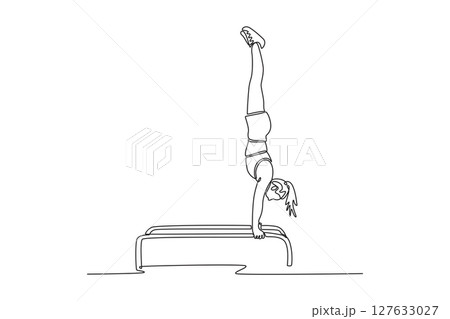 Single continuous line drawing woman athlete...のイラスト素材 [127633027] - PIXTA