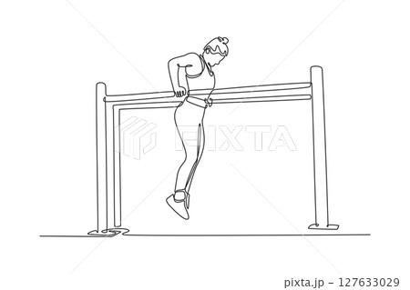 Continuous one line drawing flexible female...のイラスト素材 [127633029] - PIXTA