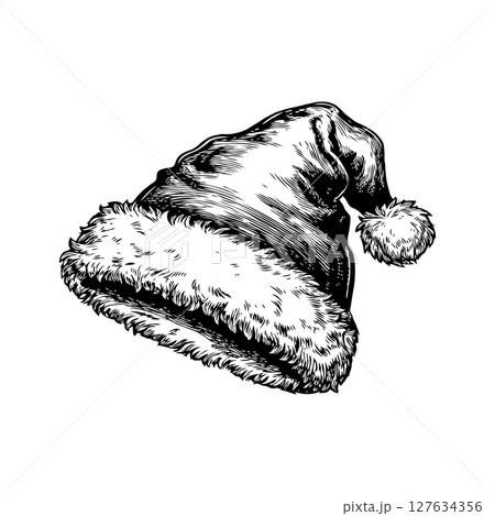 Traditional Santa hat hand-drawn in sketch...のイラスト素材 [127634356] - PIXTA