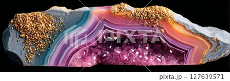 Semiprecious crystal section featuring intense...のイラスト素材 [127639571 ...