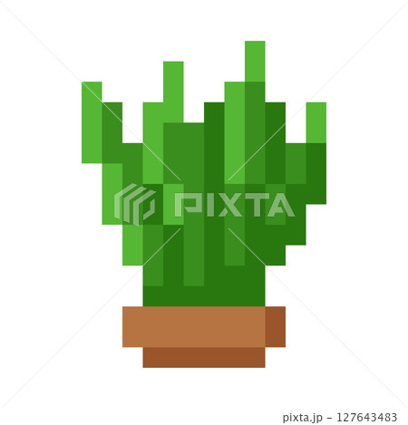 Succulent flower in pot pixel art vector...のイラスト素材 [127643483] - PIXTA
